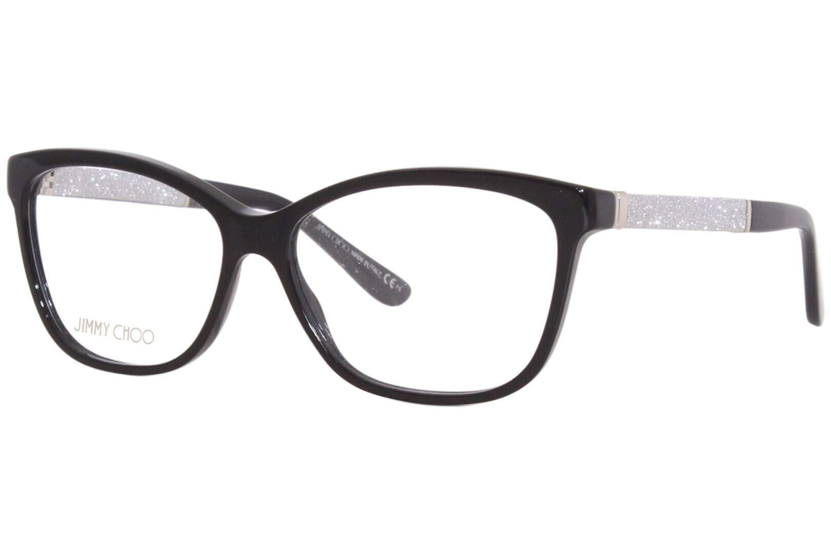Jimmy Choo Jc105 Fa3 Eyeglasses Womens Blacksilver Glitter Full Rim 55 14 135