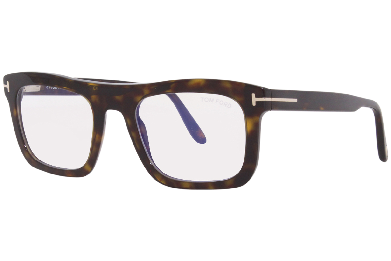 Tom Ford Tf5757 B 052 Eyeglasses Mens Shiny Havanablue Block Full Rim 52mm