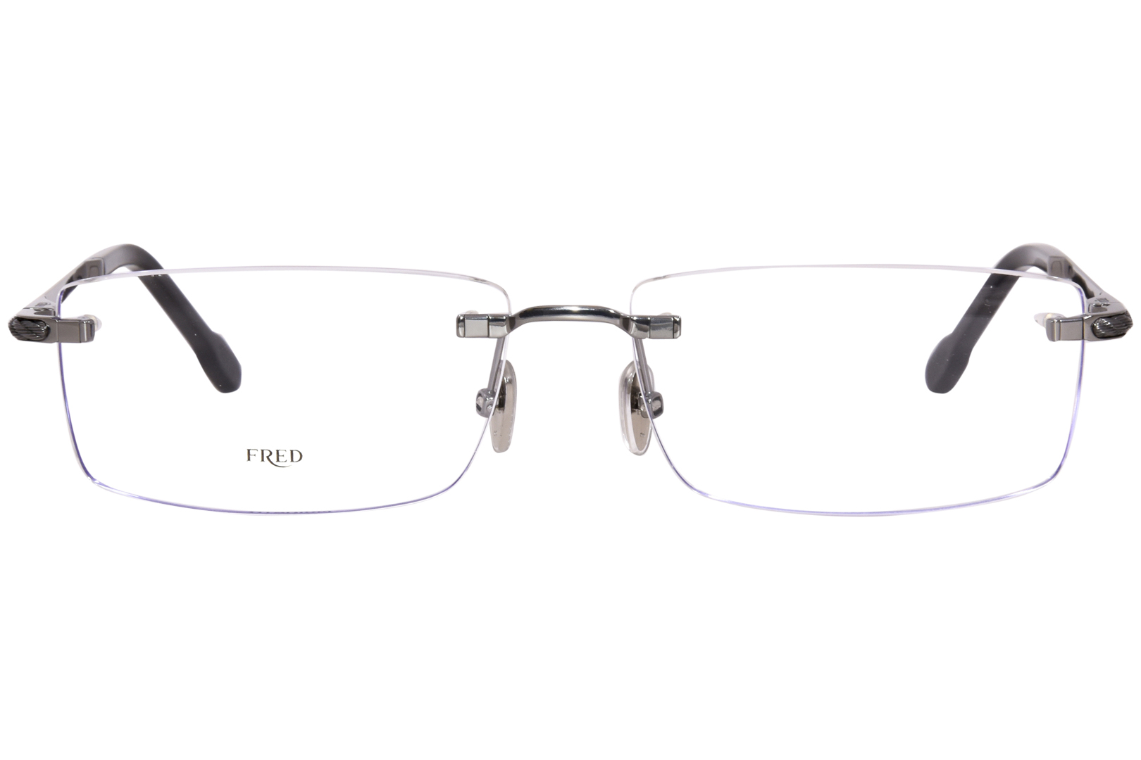 Fred Fg50023u 014 Titanium Eyeglasses Mens Shiny Black Gold Rimless 58