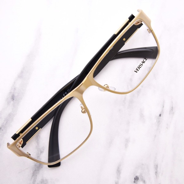 Versace VE1274 1002 Eyeglasses Men's Gold Full Rim Rectangle Versace VE1274 1002 Eyeglasses Men's Gold Full Rim Rectangle